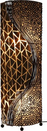 Guru Shop Stehlampe/Stehleuchte, in Bali Handgemacht aus Naturmaterial, Capiz/Perlmutt - Modell Bromo, 100x28x18 cm