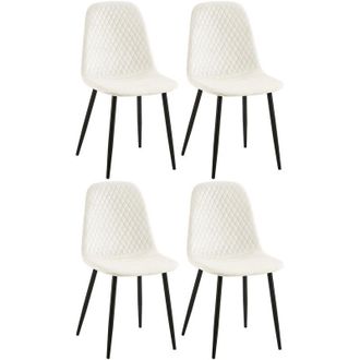Clp Ensemble de 4 chaises blanches Giverny, velours