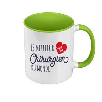Fabulous Tasse, Farbe Premium, Gr&uuml;n - Der beste Chirurg der Welt Doktor Hopital - Tasse mit Henkel und farbigem Innenfutter