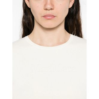 Max Mara Womens T-Shirt With Tonal Embroidery Neutrals Viscose T-Shirts & Jerseys