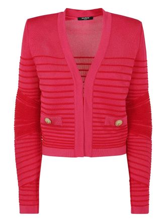 Balmain cardigan à détails nervurés - Rose