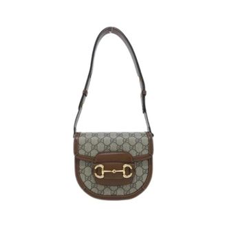 Gucci Sac &agrave; bandouli&egrave;re Pre-owned Horsebit 1955 en toile GG Supreme et cuir - Femme - Pre-owned - Beige - Taille: ONE Size