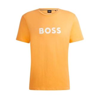 HUGO BOSS Homme, Tops, Orange, Taille: XS T-shirt en Coton Bio avec Logo