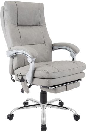 Clp B&uuml;rostuhl ergonomisch mit Massagefunktion Sirba, Schreibtischstuhl mit Heizfunktion und Fu&szlig;ablage, Drehstuhl h&ouml;henverstellbar bis 150 kg, Farbe:grau