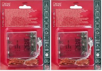 Konstsmide 1461-880, Micro LED Lichterkette, 6h Timer, 40 bernsteinfarbene Dioden, batteriebetrieben, Innen, messingfarbener Draht (Packung mit 2)