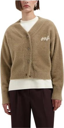 Olaf Hussein Femme, Pulls, Brun, Taille: 42 FR Fluffy Script Logo Cardigan