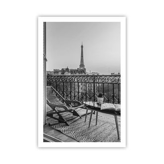 Arttor Poster ohne Rahmen Schwarzweiß Paris Balkon Deko 61x91cm Wandposter Art Prints Wandbilder Dekoration Wohnzimmer Schlafzimmer Küche Wanddeko Bild Wand 