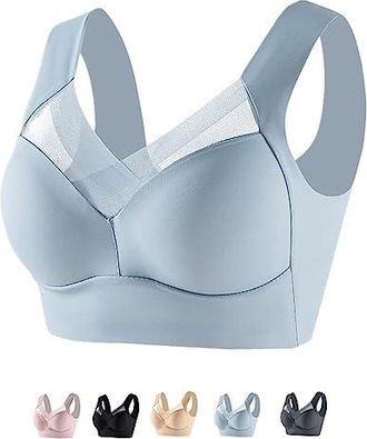 Generic Wmbra Soutien-gorge correcteur de posture, soutien-gorge dété sans fil, push-up, confortable, dos complet, soutien-gorge grande taille, bleu, XXX-Larg