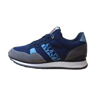 Napapijri Blaue Leder-/Stoff-Low-Top-Sneakers - - Shoes - Herren - Blau - 42 EU