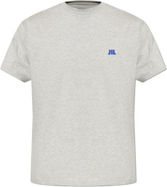 Jil Sander Homme, Tops, Gris, Taille: M T-Shirt Avec Logo Brod&eacute;