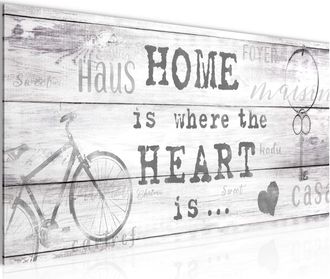 Runa Art Wandbild Home 1 Teilig 100 x 40 cm Modern Bild auf Vlies Leinwand Mit Spruch Wohnzimmer Grau 023012c