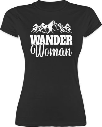 Shirtracer Shirt Damen - Wander Woman - XXL - Schwarz - wandershirt Sport Berg Tshirt wandergeschenke Berge t-Shirt wanderbekleidung travel t-Shirts Geschenk f&uuml;r