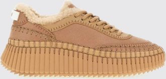 Chlo&eacute; Baskets &agrave; plateforme Nama en cuir su&eacute;d&eacute; avec doublure en shearling