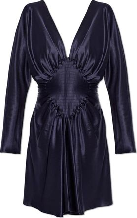 Versace Femme, Robes, Bleu, Taille: 36 FR Robe en soie avec drap&eacute;