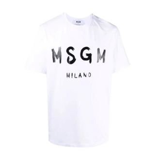 Msgm T-Shirt mit Schwarz-Wei&szlig;-Logo-Print - - Tops - Herren - Wei&szlig; - M