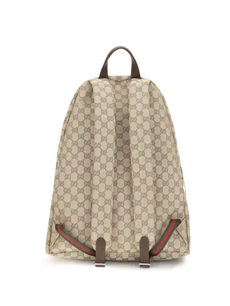 Gucci Mens Large Tag Backpack Vint.sand-Dk Bro-Vrv Polyester; Cotton; Polyamide Backpacks Vint.sand/dk Bro/vrv