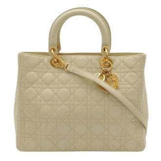 Dior Pre-owned Lady Dior Leder 2way Tasche - - Pre-owned - Damen - Beige - ONE SIZE