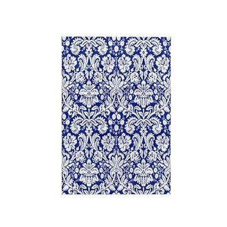 3D Rose k&ouml;nigsblau und wei&szlig;es Damast-Muster, elegant, viktorianisch, Vintage, franz&ouml;sisches Blumenmuster, Marineblau, 38,1 x 55,9 cm, Mehrfarbig