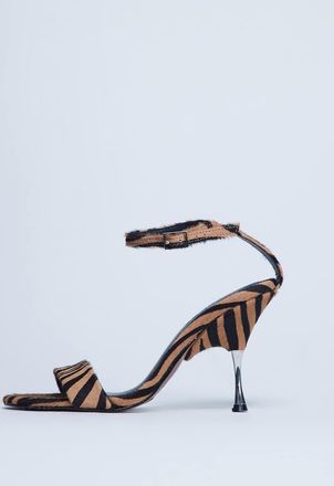 Topshop Fran - Chaussures à talon métallique en cuir véritable façon poulain avec imprimé tigré-Neutre