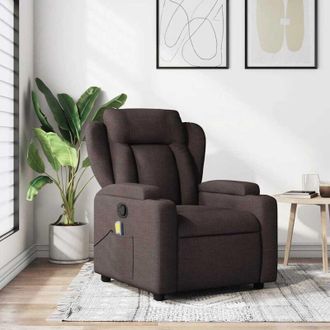 vidaXL Fauteuil de massage inclinable Marron foncé Tissu - Vidaxl