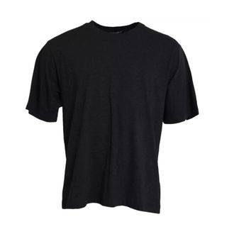 Dolce & Gabbana Schwarzes Baumwoll-T-Shirt mit Rundhalsausschnitt und kurzen &Auml;rmeln - - Tops - Herren - Schwarzk - L