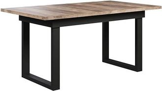 Trendteam Universal - Esstisch - Schwarz/Eiche Tabak - ausziehbarer K&uuml;chentisch mit Metallf&uuml;&szlig;en - (BxHxT) 160-200 x 76 x 80 cm - Tisch geeignet f&uuml;r K&uuml;che, ESS- 