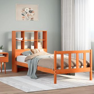 vidaXL Letto Libreria Senza Materasso Marrone Cera 75x190 Cm In Pino - Vidaxl