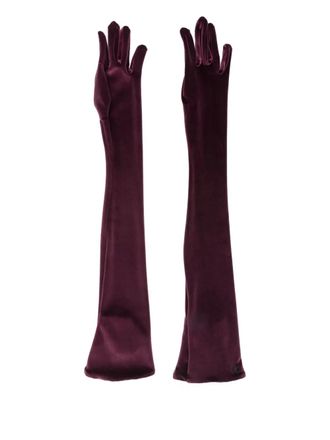 MUGLER gants &agrave; logo strass&eacute; - Rouge