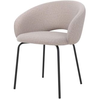 Rendez-Vous D&eacute;co Chaise en tissu beige chin&eacute; et pieds noirs - MILLY