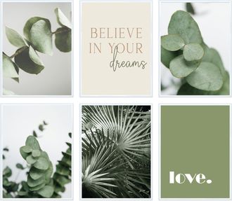 Wackadoo Bilderrahmen Set 6er 6 St. 30x40 cm mit echten Glasscheiben, verschiedene Größen weiß, photo frame Poster