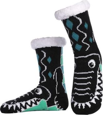 Generic Chaussettes chaudes pour homme - Douces et confortables - Doublure polaire - Antid&eacute;rapantes - Pour No&euml;l, Noir, A