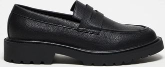 Asos Penny-Loafer in gewalktem Schwarz mit Profilsohle