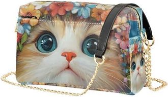 Mnsruu Sacs à bandoulière en cuir pour femme, motif couronne de chat, sac à main