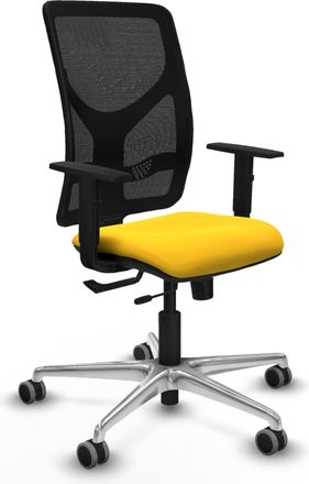 Piqueras y Crespo B&uuml;rostuhl mit weichen R&auml;dern, mit 1D-Armen, h&ouml;henverstellbare Lendenwirbelst&uuml;tze, ausgestattet mit Synchron/Traslack und Schneideschaum, Schwarz/Gelb