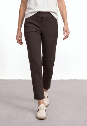 Street One Stoffhose STREET ONE, Damen, Gr. 38, L&auml;nge 28, braun (schwarz coffee), Web, 52% Baumwolle, 41% Polyester, 7% Elasthan, unifarben, slim fit kn&ouml;chelfrei