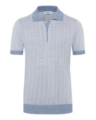 Gran Sasso Poloshirt mit Nadelstreifen aus einem Baumwolle-Leinen-Mix in