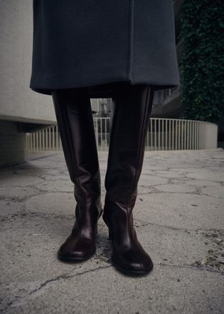 Mango Hohe Lederstiefel mit Absatz schokolade - Damen - 36 - MANGO