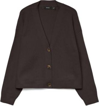 Vero Moda Vmaries Ls V-Neck Cardigan BF, G&acirc;teau au Chocolat, M Femme