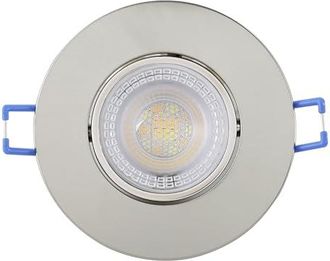 Eglo 5er Set LED Einbaustrahler Cedrez, &Oslash; 9 cm, Deckenspots extra-flach, Deckenstrahler mit Dip Switch, Kunststoff in Silber, warmwei&szlig;, neutralwei&szlig;, kaltwe