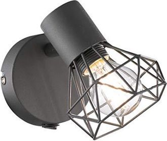 Fischer & Honsel Wandspot RAN, 1x E14 max. 40 Watt, grau matt/chrom, m.Schalter, 13,5x8x16cm, Strahler grau 1 flammig, 32470
