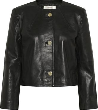 Inwear Femme, Vestes, Noir, Taille: 46 FR BelukaIW Leather Bomber
