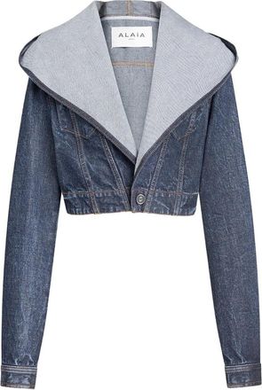 Alaia Femme, Vestes, Bleu, Taille: 36 FR Veste en jean courte &agrave; capuche