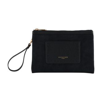 Pourchet Femme, Sacs, Bleu, Taille: ONE Size Pochette Cassis Daim