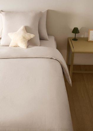 Mango Housse de couette enfant fil teint en coton imprim&eacute; mini carreaux lit 90 cm &eacute;cru - Home - Lit 90 cm - MANGO HOME