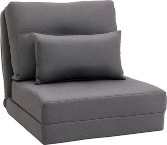 HOMCOM 2 in 1 Schlafsessel Klappbar Schlafsofa mit Bettfunktion Verstellbarer R&uuml;ckenlehne Kissen G&auml;stebett in Leinenoptik Klappsessel Sessel f&uuml;r Wohnzimmer S