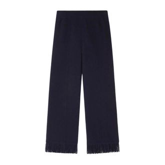 Alanui Weite Strickhose mit Fransenbesatz - - Trousers - Damen - Blau - M