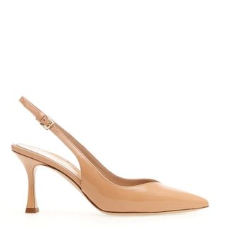 Ninalilou Hohe Schuhe - 75Mm Heel Nude Patent Slingback - Gr. 37,5 (EU) - in Braun - f&uuml;r Damen