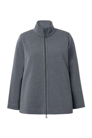 Ulla Popken Sweatjacke Sweatjacke Stehkragen 2-Wege-Zipper Glitzerband