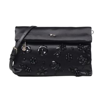 V&deg; 73 Clutch mit Blumen-Applikation zum Umklappen - - Bags - Damen - Schwarzk - ONE SIZE