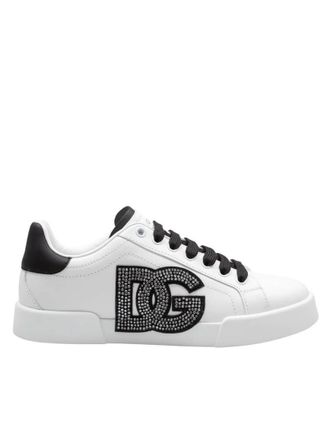 Dolce & Gabbana Low-Top Sneaker - Portofino Light Leather Sneakers With Dg Logo - Gr. 37,5 (EU) - in Wei&szlig; - f&uuml;r Damen